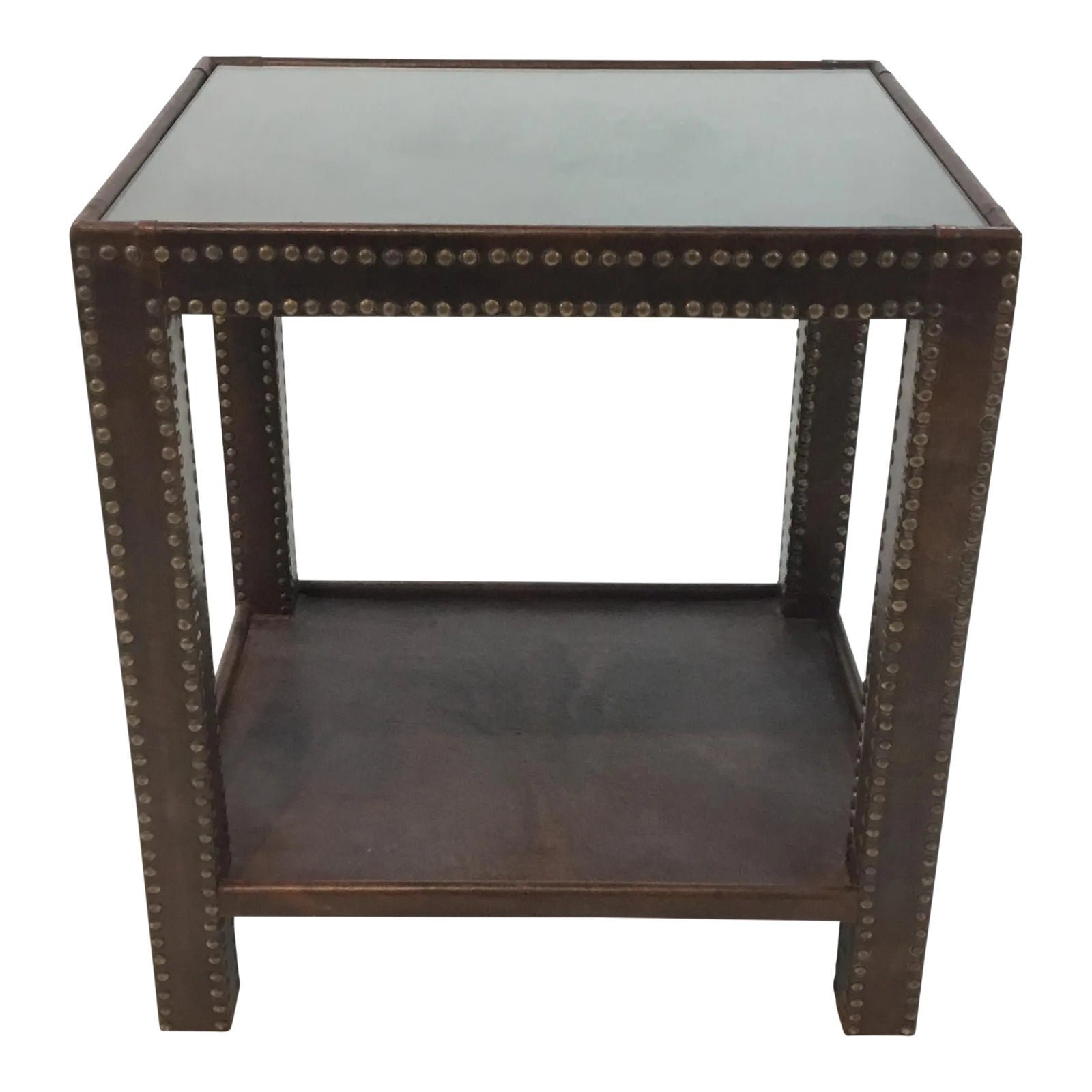 Alayna Leather Side Table | Chairish