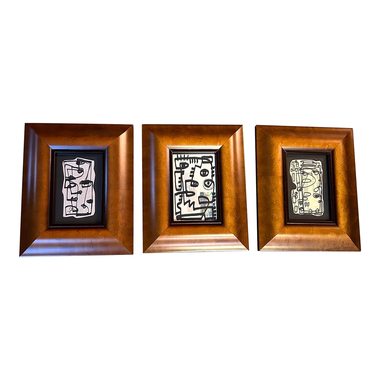 Three Contemporary Original Wayne Cunningham Abstract Marker Drawings ...