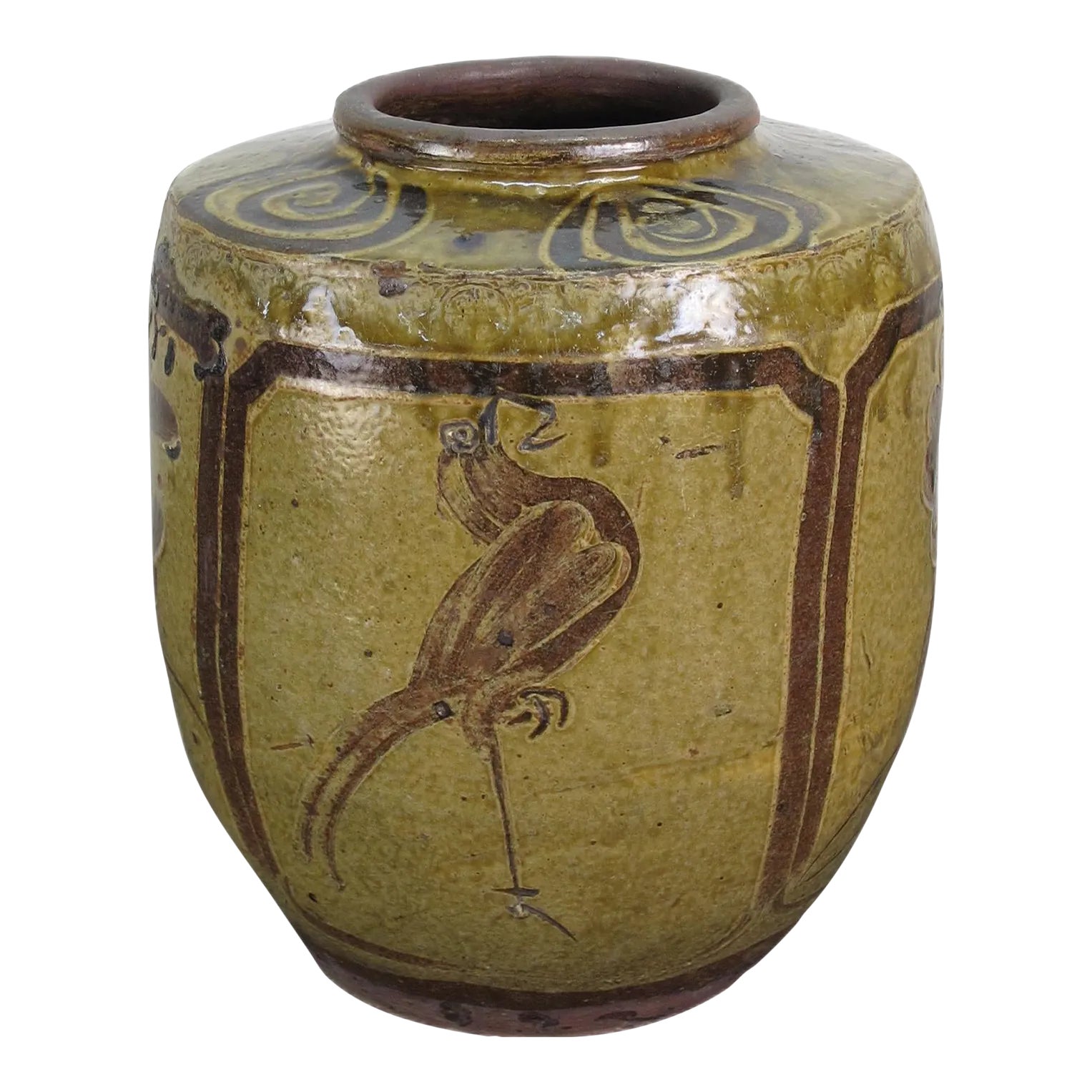 Vintage Brown Jar | Chairish