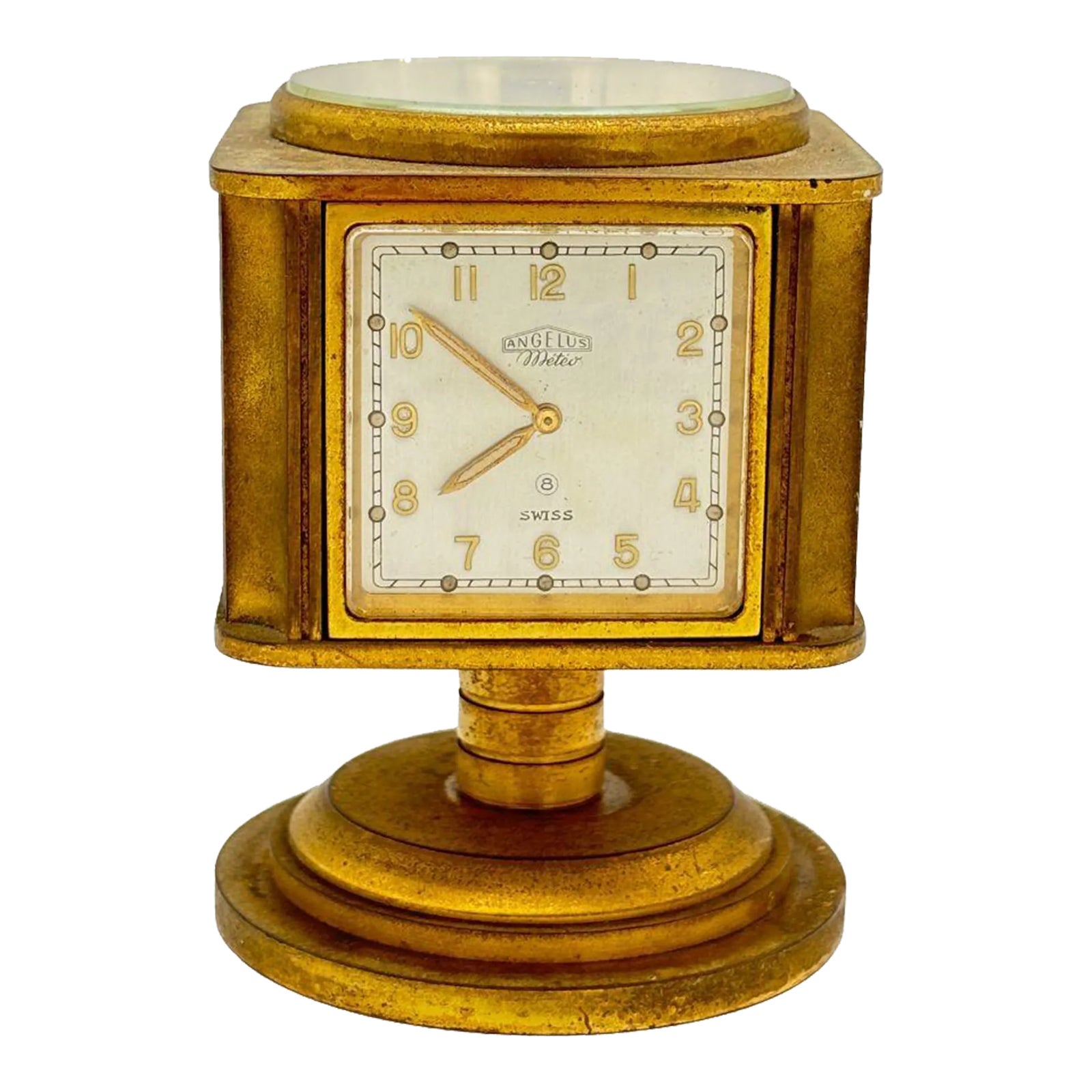 Vintage Rotating Desk Clock With Weather Instruments | Chairish