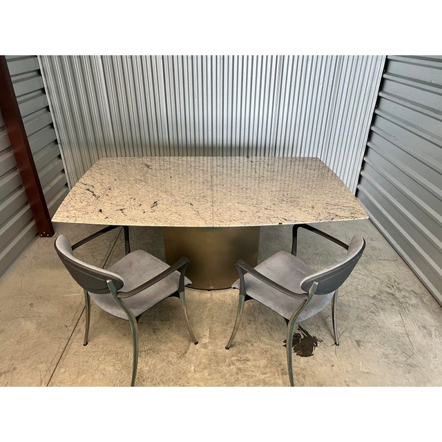Draenert Atlas Boat-Shaped Dining Table. Kashmir White Granite ...