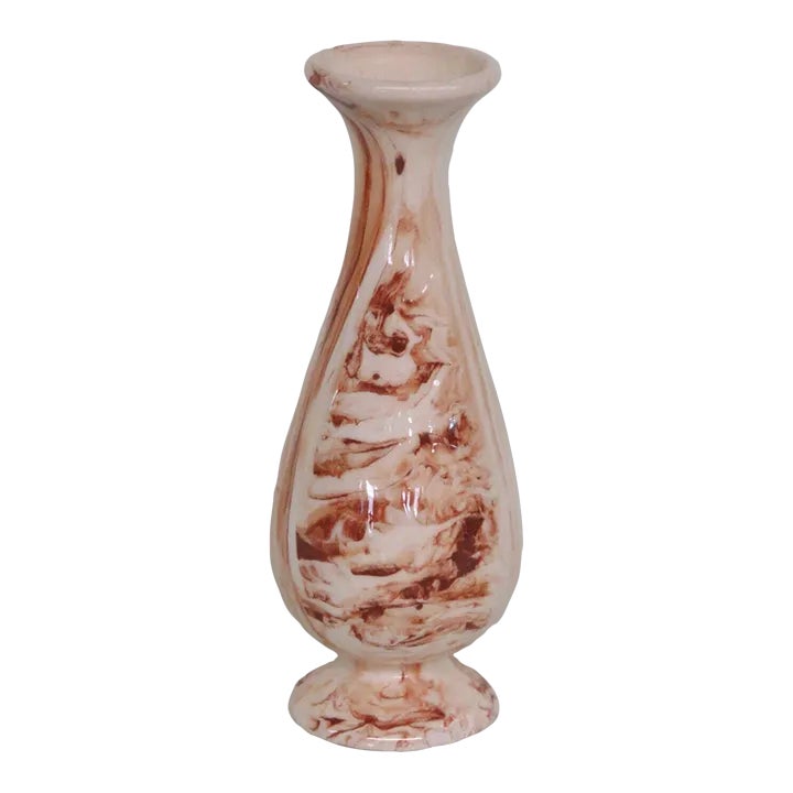 Sitka Clay Brown Marbled Small Bud Vase | Chairish