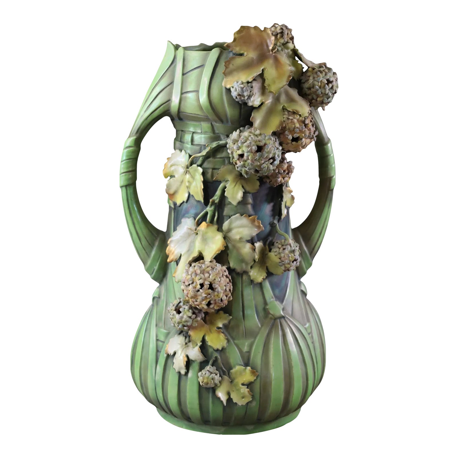 Antique 18” Austrian Amphora Pottery Vase | Chairish