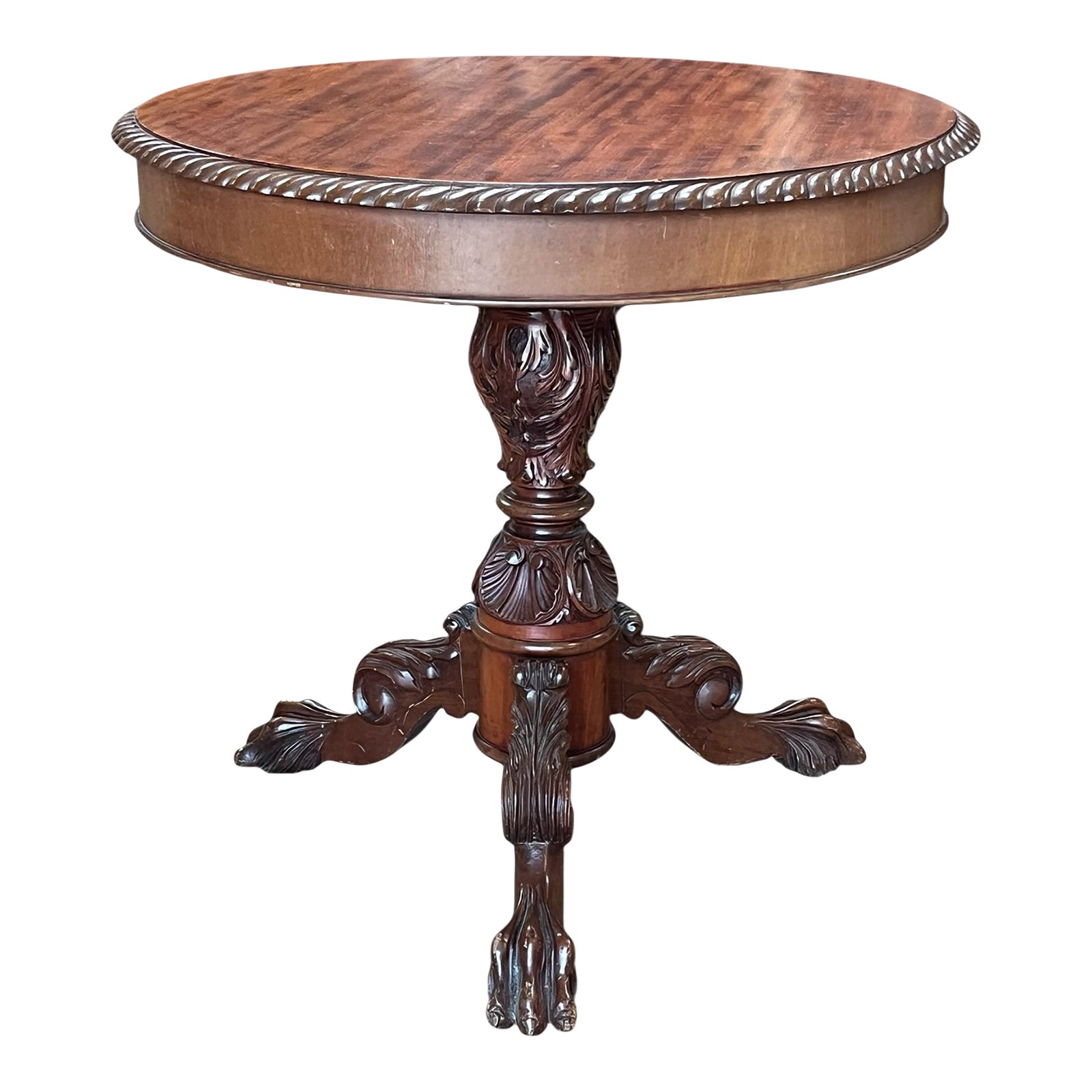 Mahogany French Empire Ball Claw Center Table | Chairish