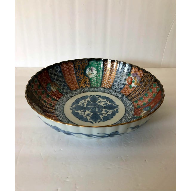 Mid 20th Century Japanese Imari Fluted Scalloped Edge Bowl, Signed in ...
