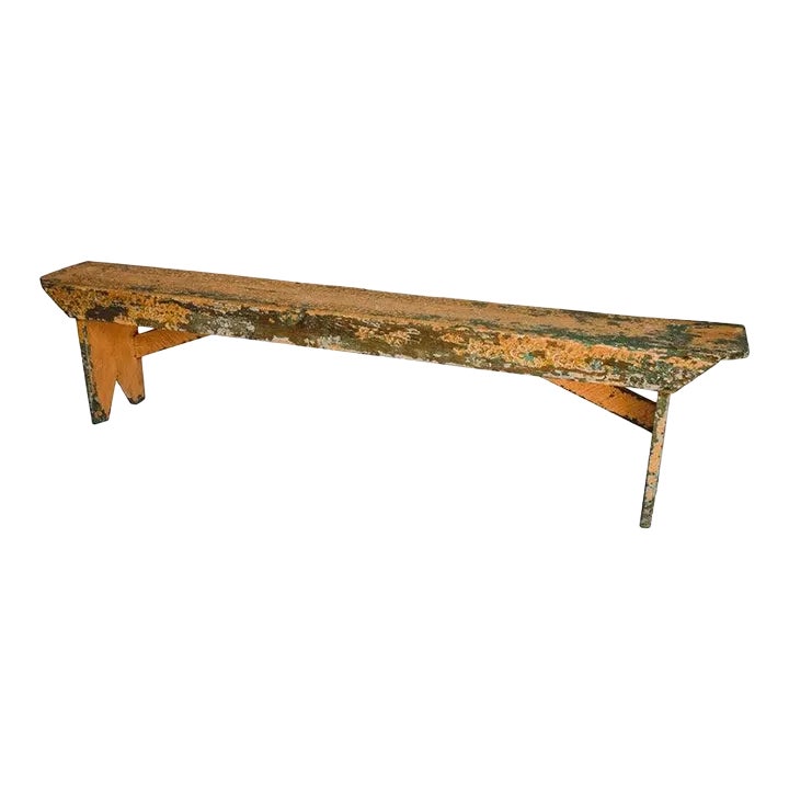 Rustic Painted Bench | Chairish