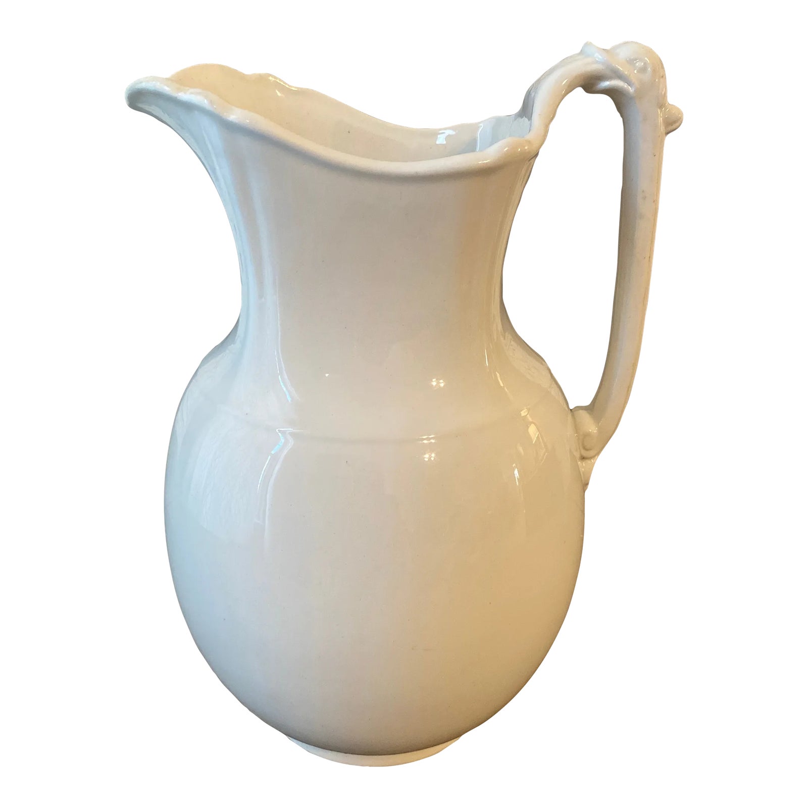 Antique White John Edwards English Ironstone Pitcher With Dolphin Head ...