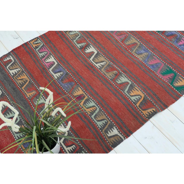 Vintage Turkish Red Kilim Runner-3’4’x11’10" | Chairish