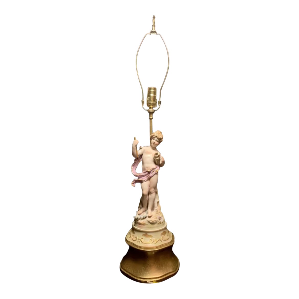 Mid-Century Porcelain Cupid Figural Table Lamp, Lenwile China Ardalt ...