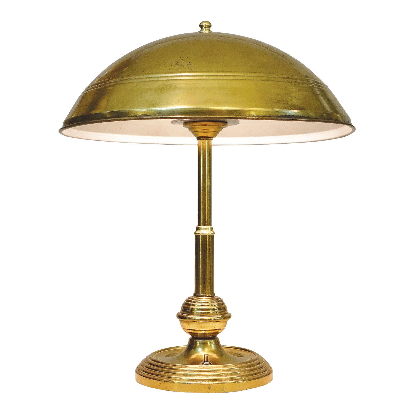 Large Art Deco Streamline Brass Domed Table Lamp 1930's Markel Faries ...