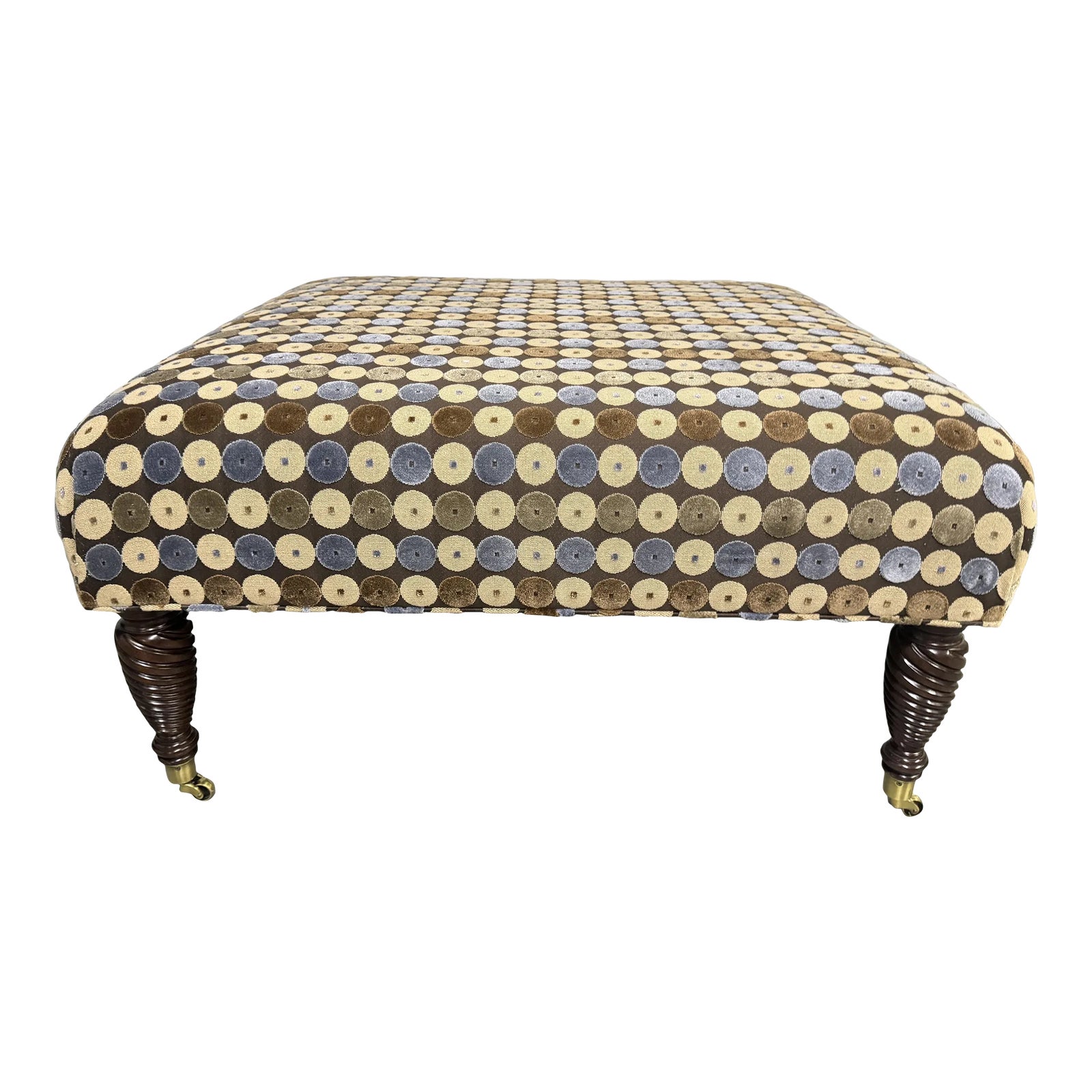 Edward Ferrell Ltd. Multicolor Ottoman Carved Wood Legs on Casters ...