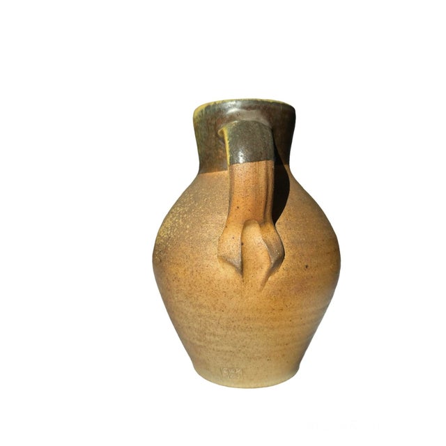 1990 Studio Art Pottery Handled Vessel Marked CWP | Chairish