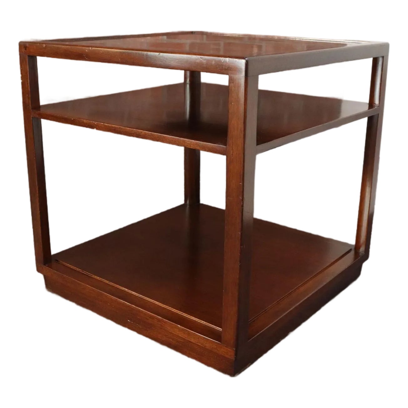 Edward Wormley for Dunbar Stained Mahogany Cube Three Tiered Side / End ...