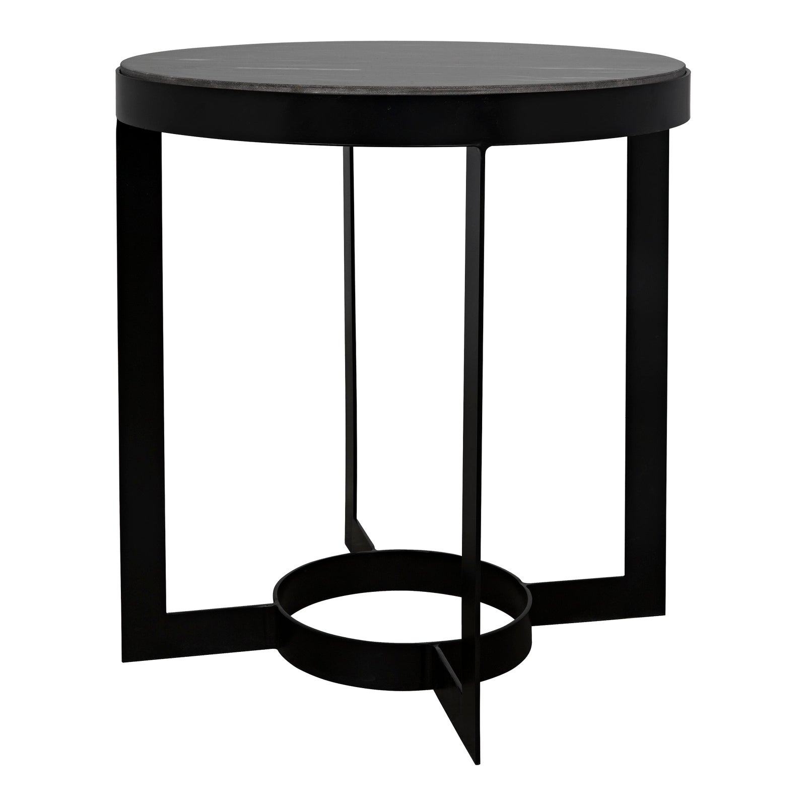Parker Side Table in Black Metal with Marble | Chairish