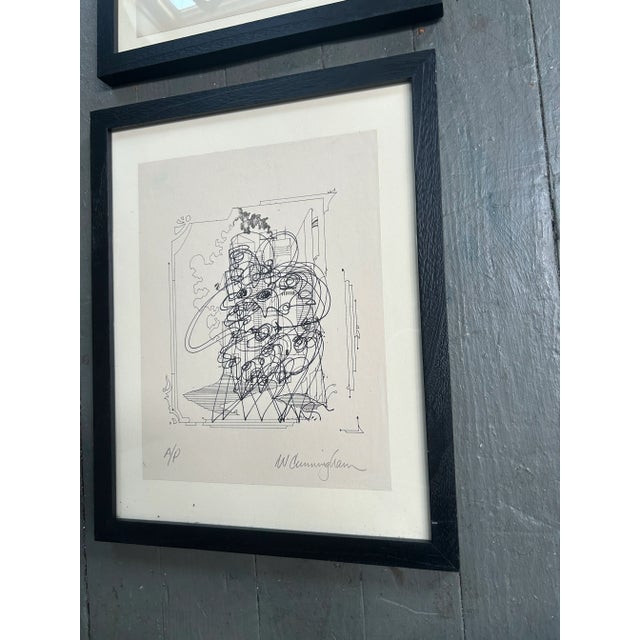 Contemporary Four Original Wayne Cunningham Abstract Marker Drawings on ...