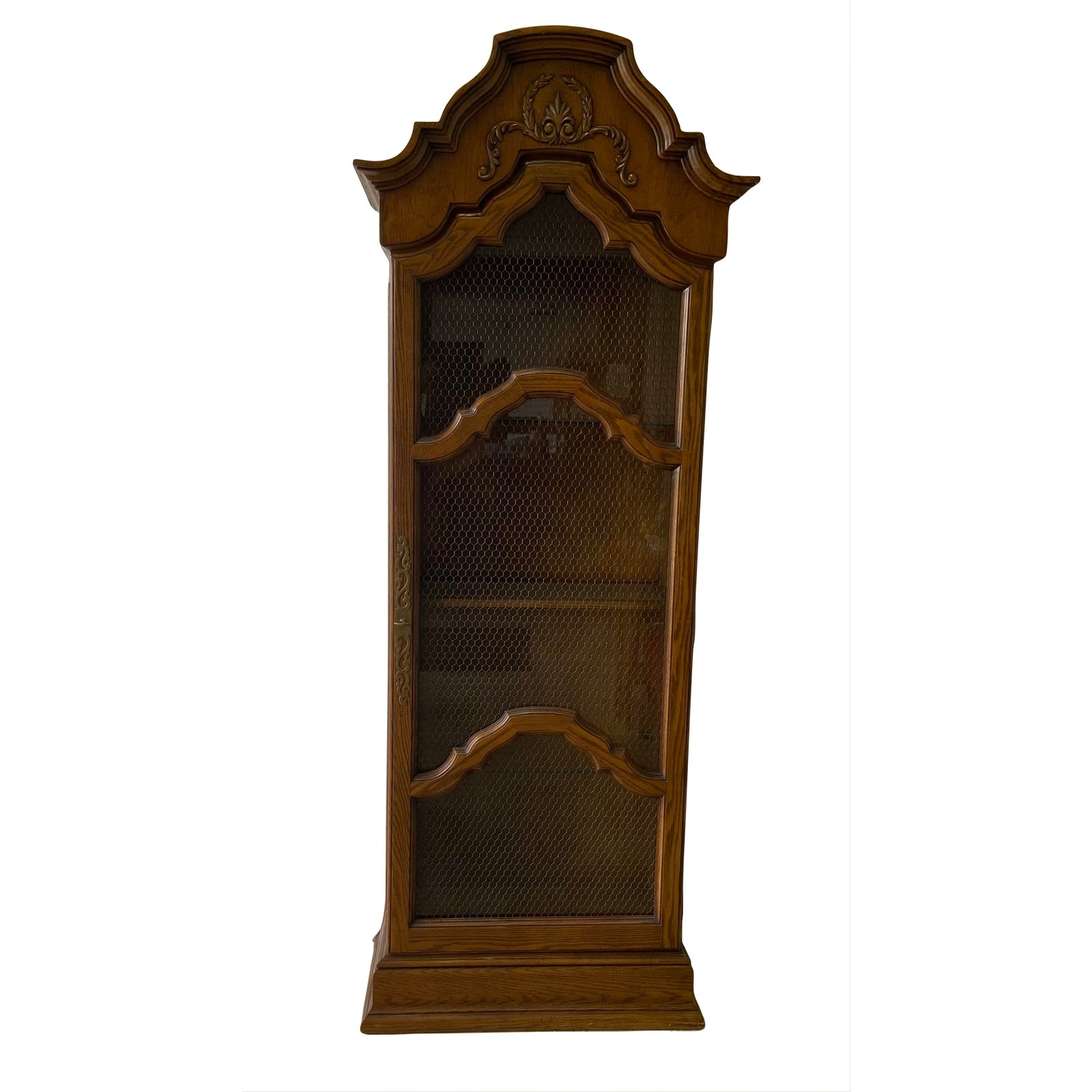 Vintage Solid Wood Chicken Wire Display Cabinet | Chairish