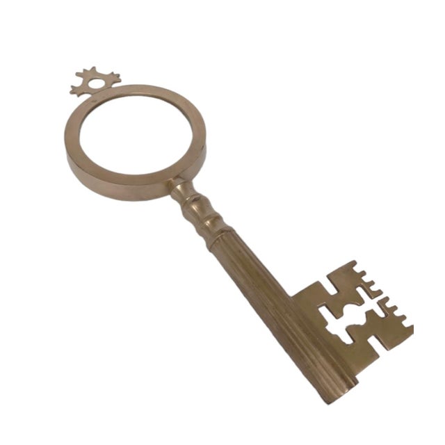 Over-Sized Brass Skeleton Key Magnifying Glass Circa 1980s | Chairish