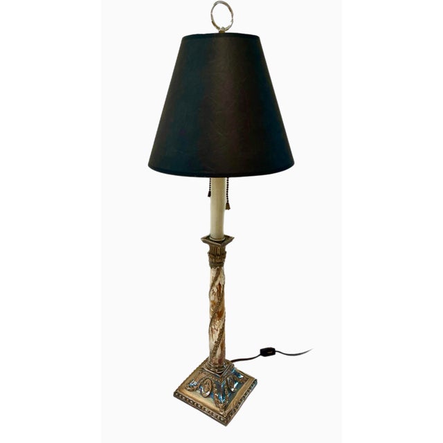 19th C. English Sheffield Silver Plate Candlestick Table Lamp | Chairish