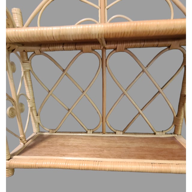 Vintage 2 Tier Rattan Wall or Freestanding Shelf | Chairish
