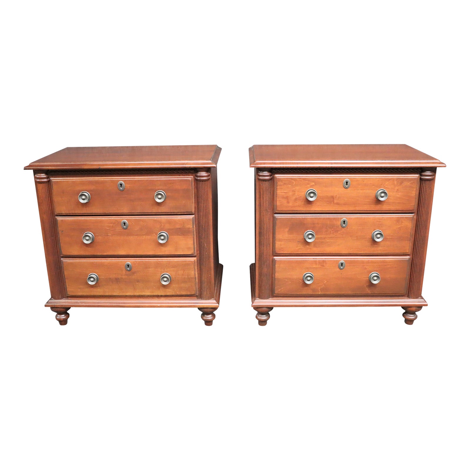 Durham Georgian Style Cherry Nightstands/Pair | Chairish