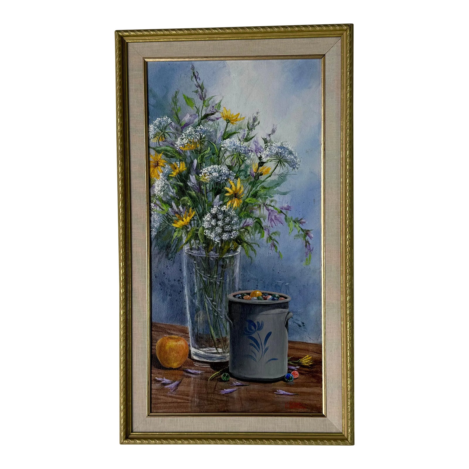 1980's Linda Eyermann Still Life Oil Painting, Framed | Chairish