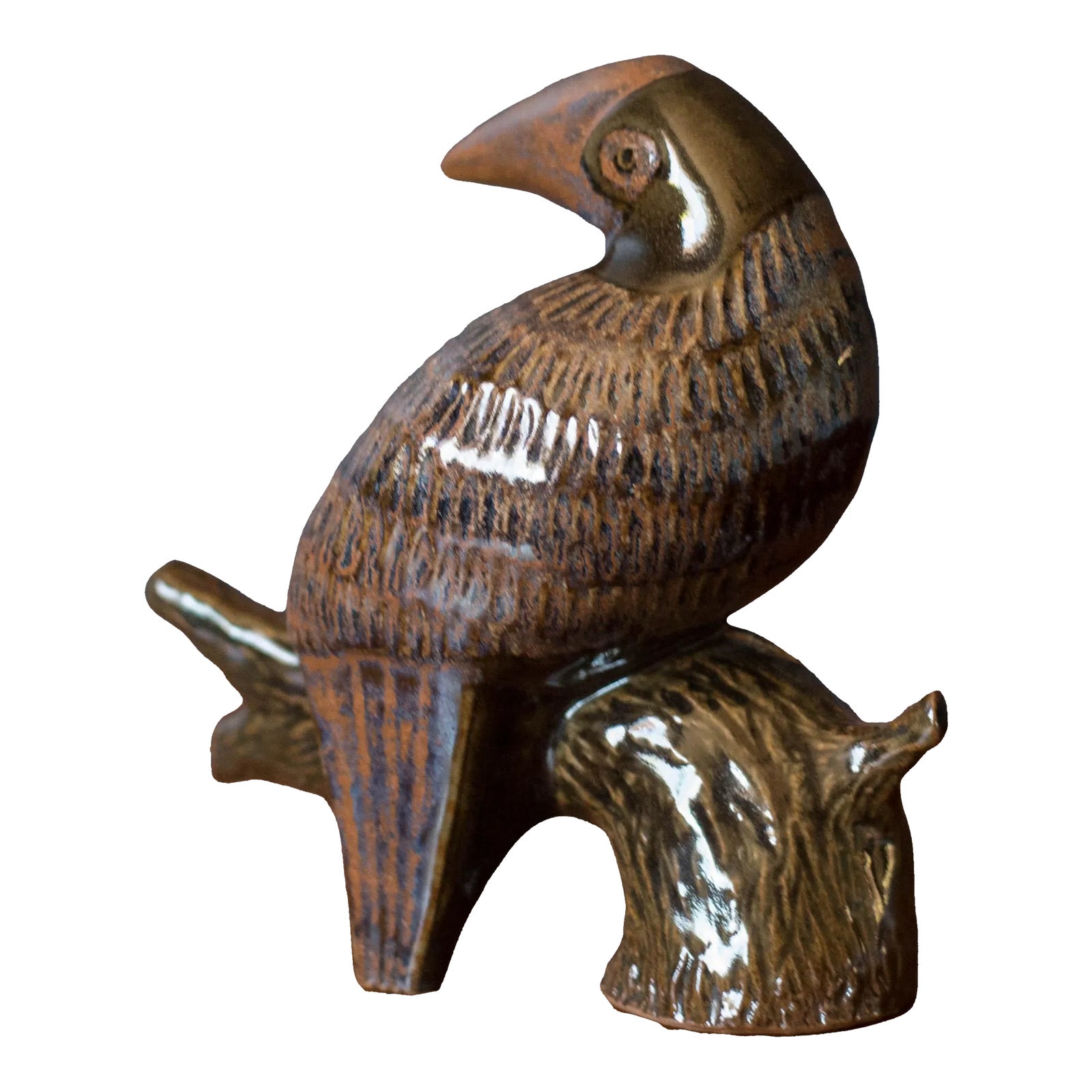 California Studio Mid Century Glazed Stoneware Bird Sculpture by Robert ...