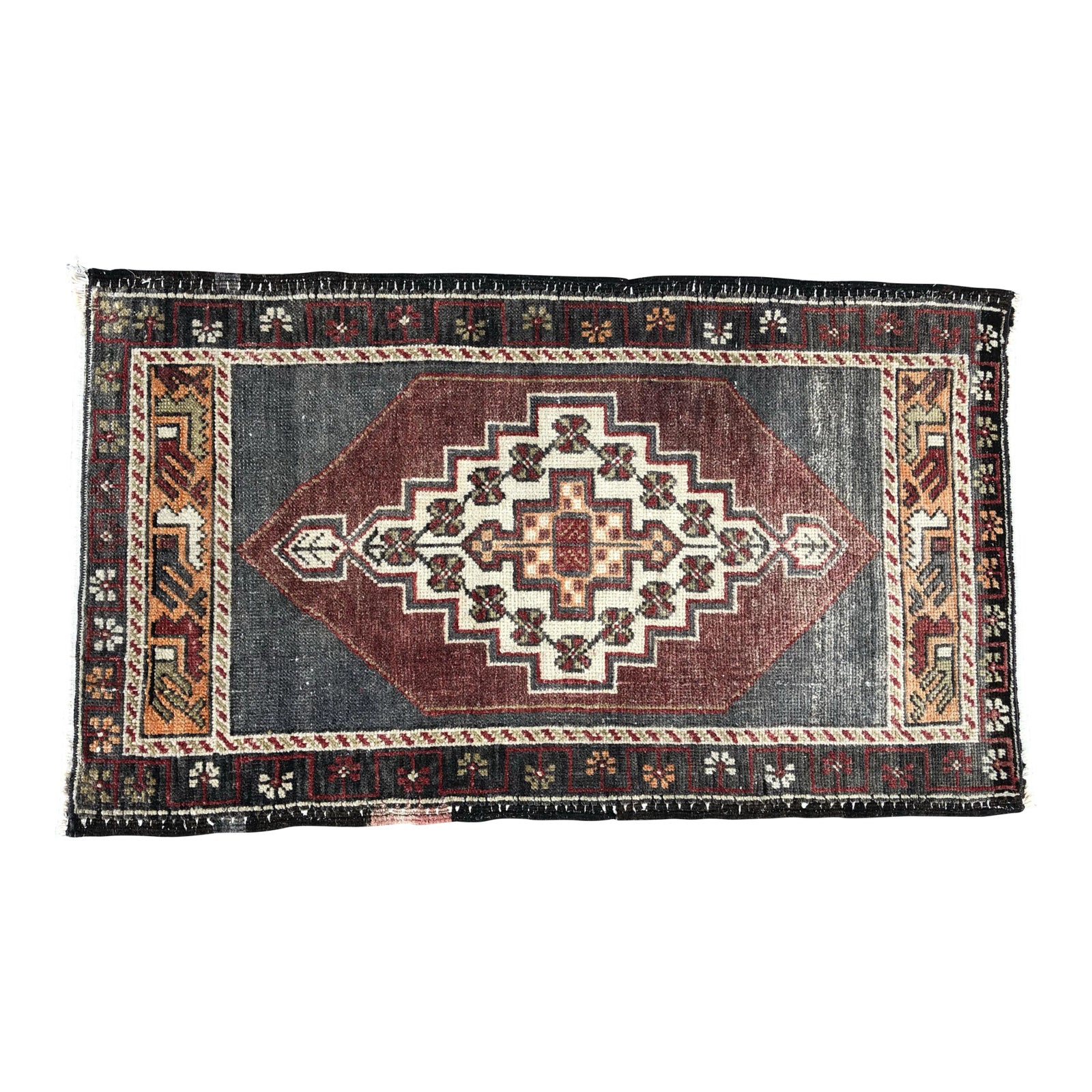 1960s Vintage Bohemian Turkish Door Mat Rug- 1′8″ × 2′11″ | Chairish