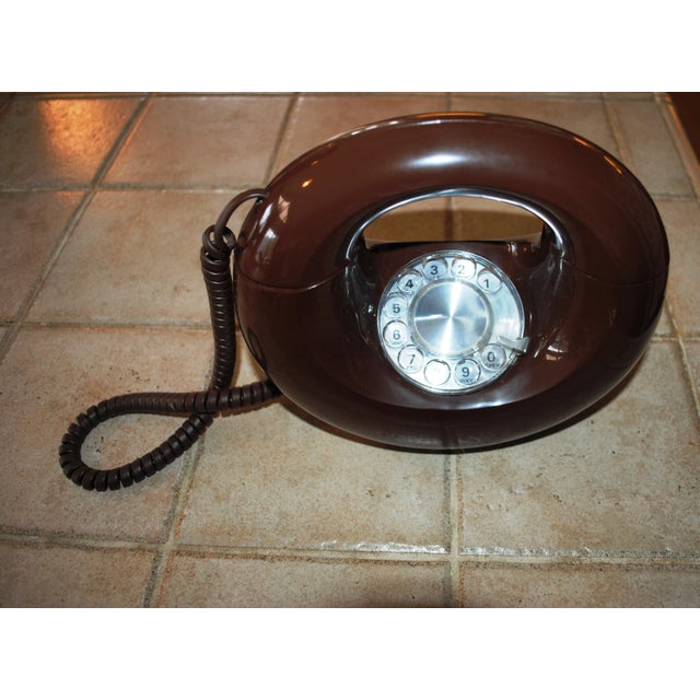Mid 20th Century Brown Rotary Donut Telephone Phone | Chairish