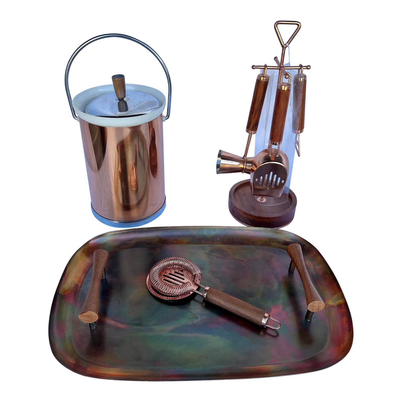 Vintage Copper Cocktail Serving Set- 7 Pieces | Chairish