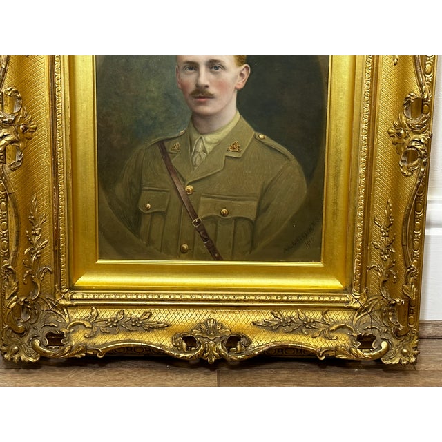Military Ww1 Oil Painting Portrait British Army Soldier Green Dress ...