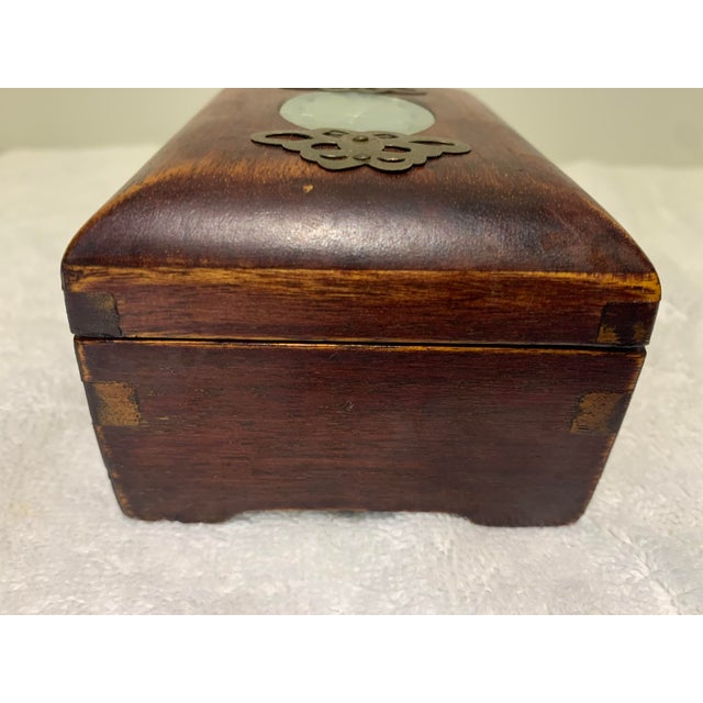Late 19th Century Antique Chinese Jewelry Box, Dark Wood & Brass Carved ...