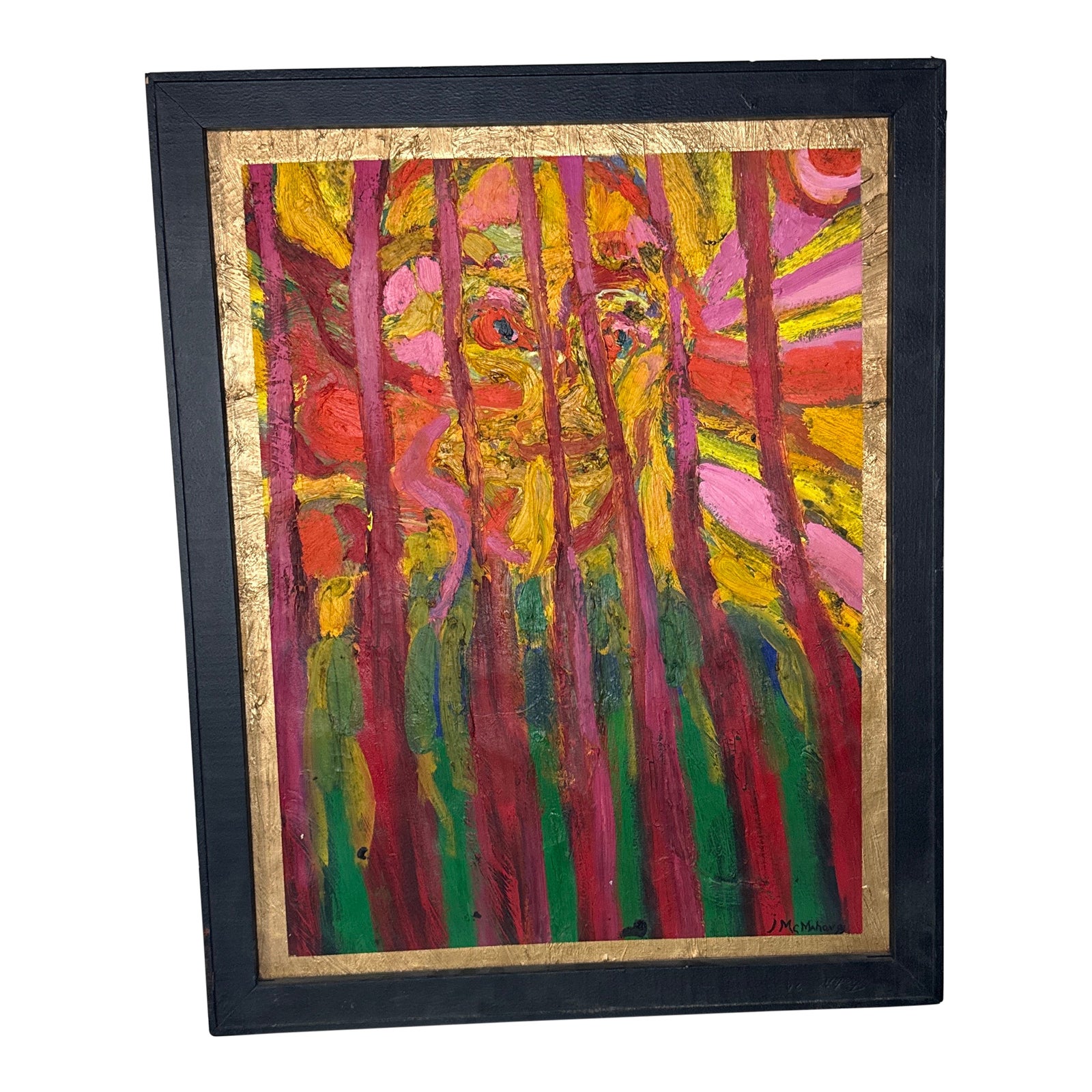 Vintage Multi-Paned Front and Back Figurative Painting by John McMahon ...