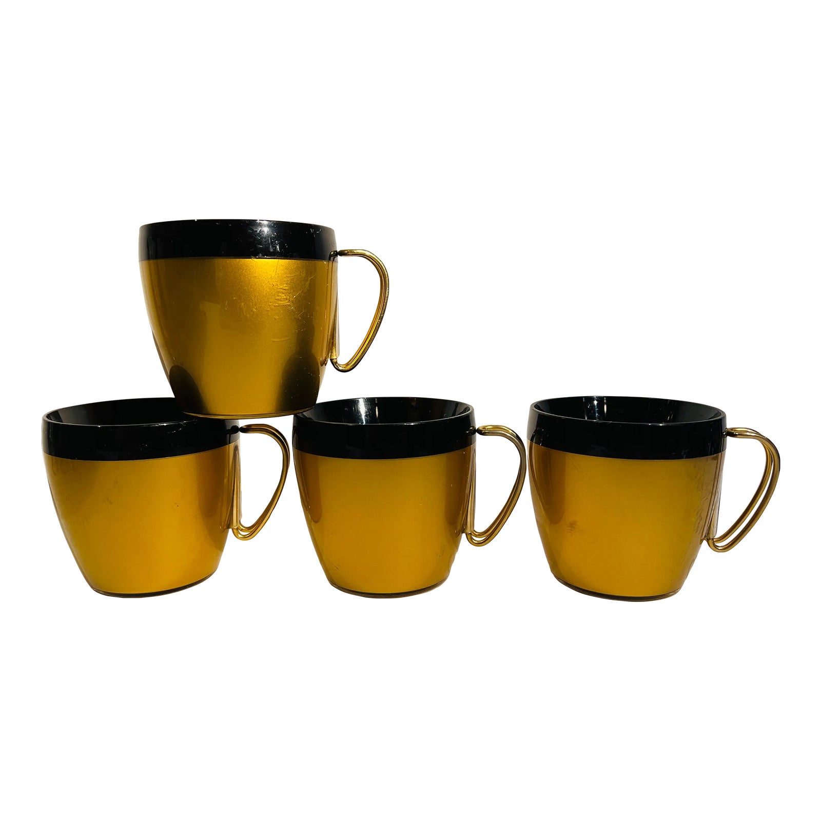 MCM West Bend Thermo Care Black and Gold Insulated Coffee Mugs / Cups ...
