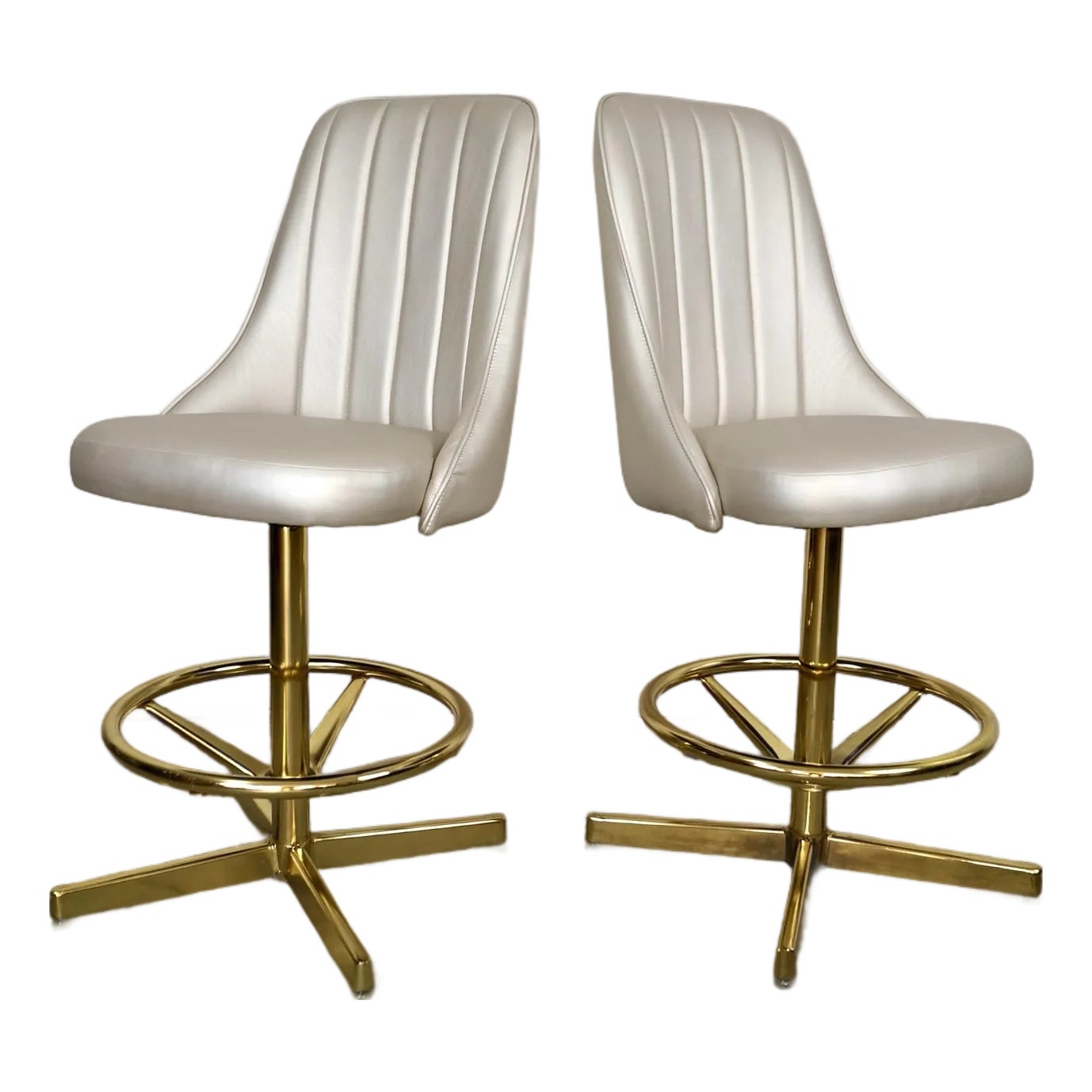 Mid-Century Modern Style Brass Chromcraft Counter Stools - A Pair ...