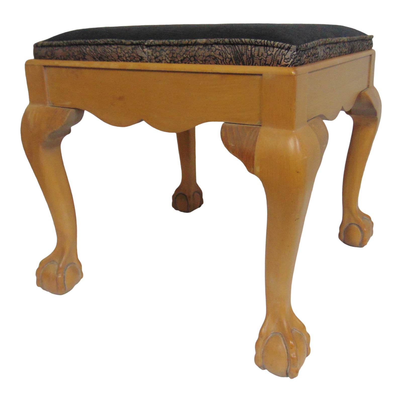 Chippendale Style Maple Claw & Ball Footstool | Chairish