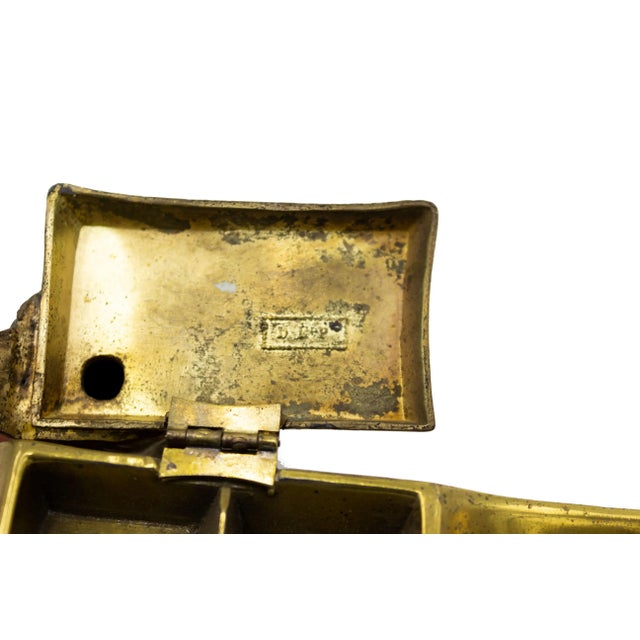 English Victorian Brass Owl Inkwell | Chairish