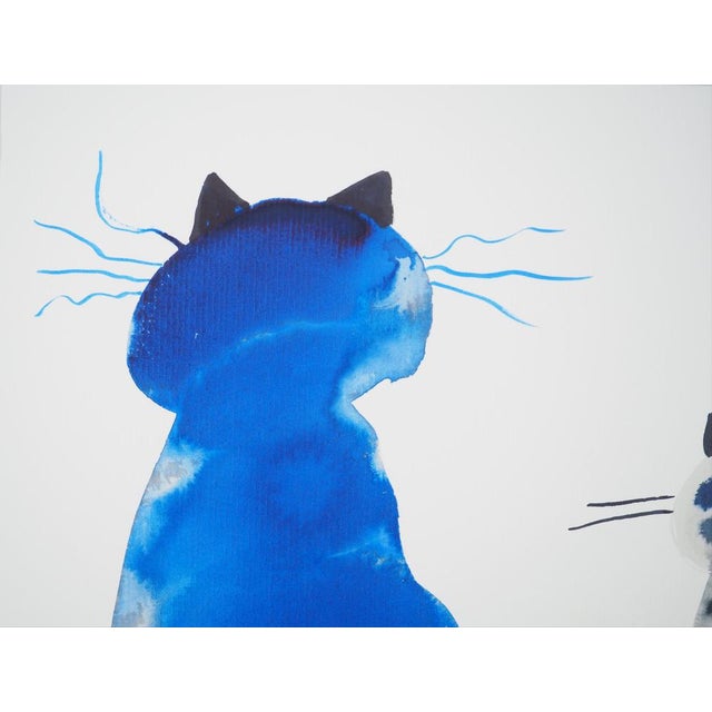 Laszlo Tibay, Maman chat et son petit, Ink & Wash Drawing | Chairish