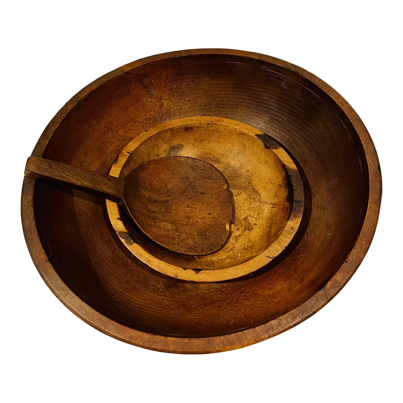 Antique Butter Bowls & Paddle Circa 1800 Wood Farmhouse - Set of 3 ...