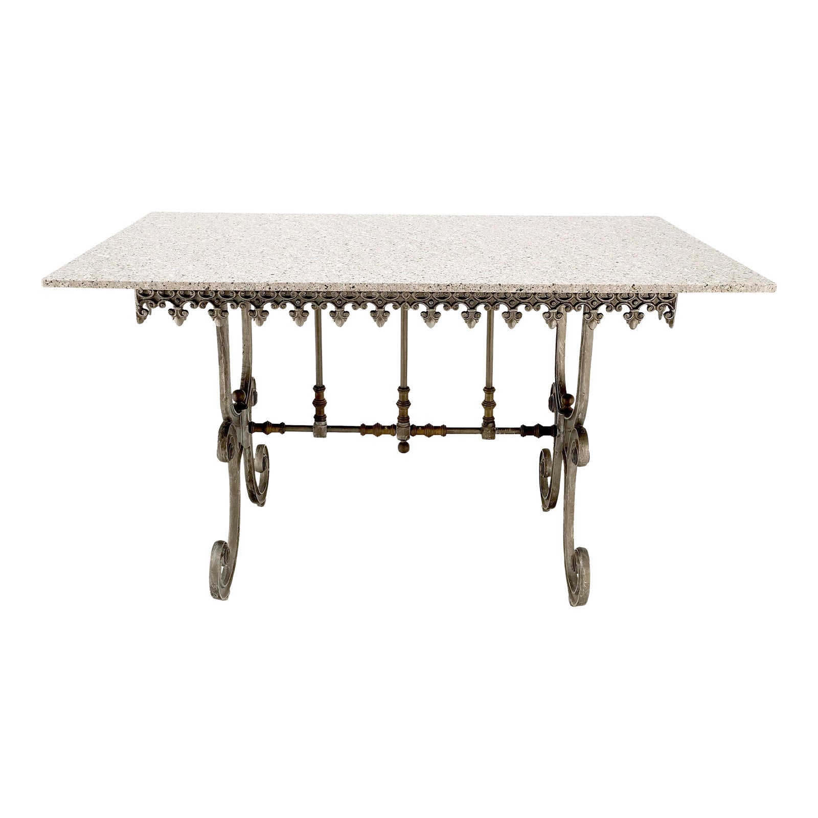 Countertop High 36"H Cast Iron Base Beige Granite Top Dinning Serving ...