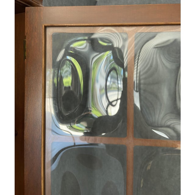 Maddox Block Front Secretary Desk With Bubble Glass Bookcase Top | Chairish