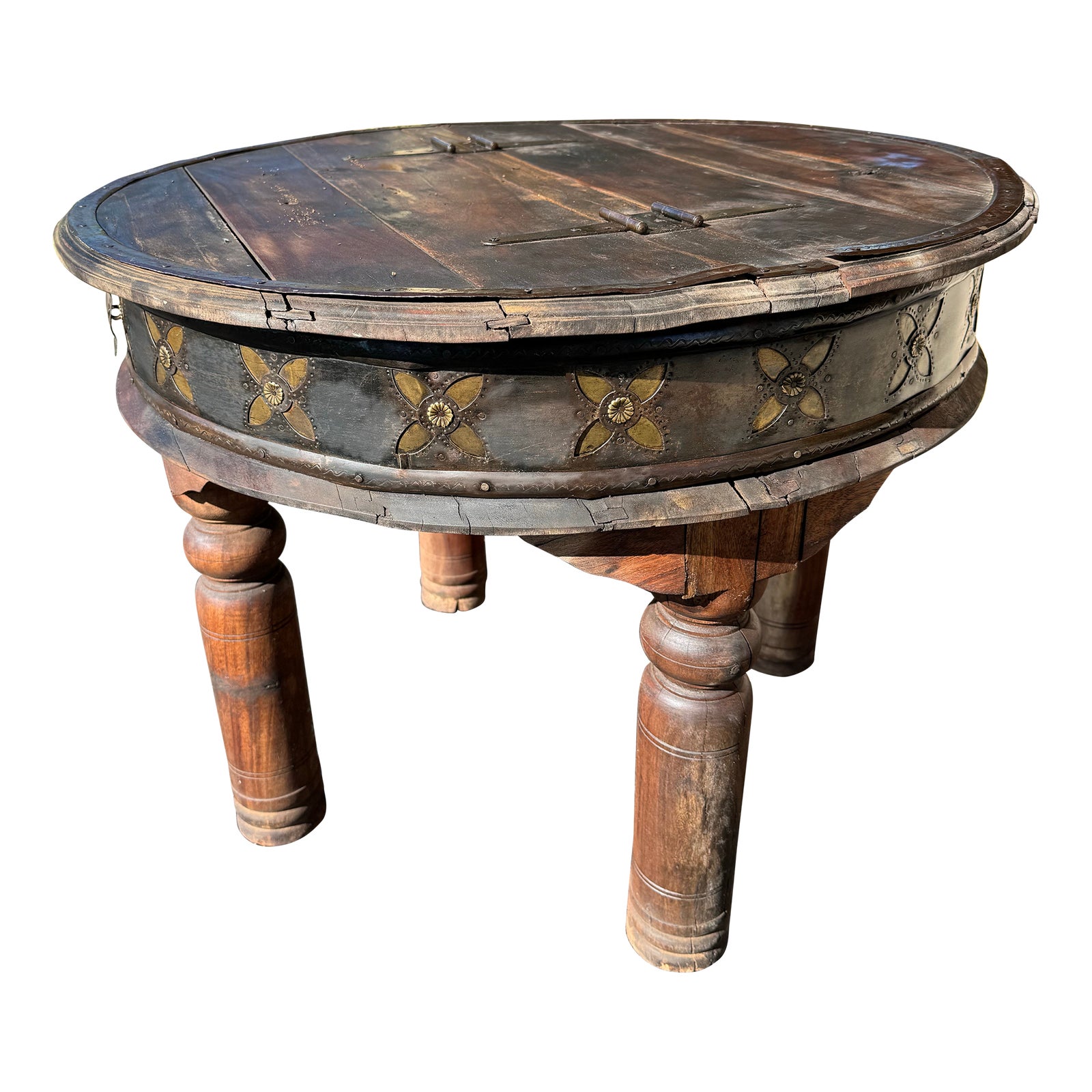 1920s Antique Indian Bullock Cart Wheel Table | Chairish