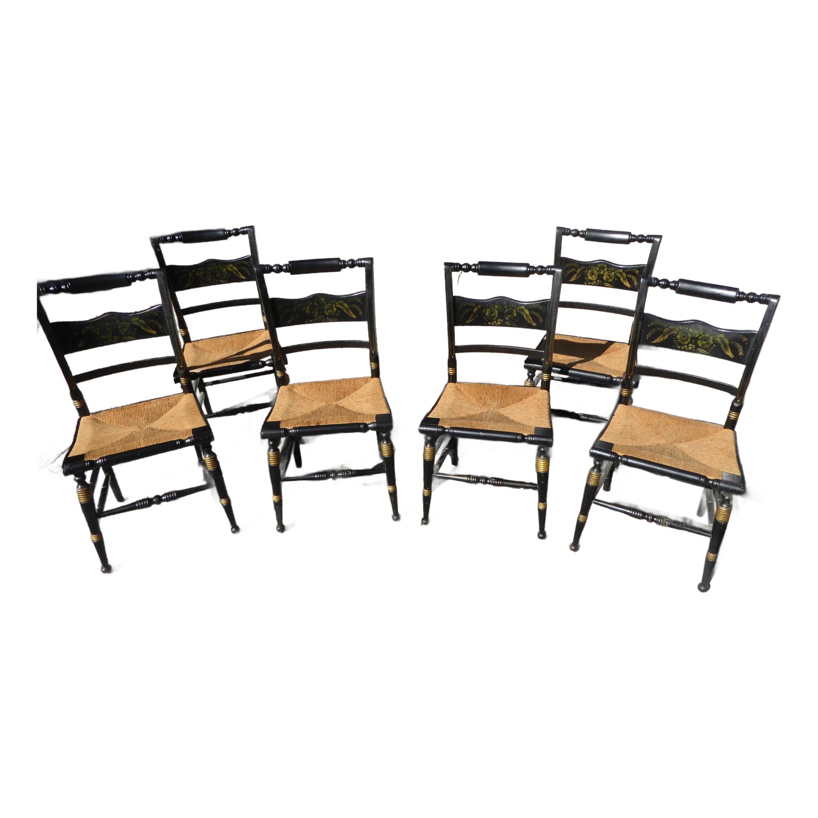 1960s Vintage 6 Dining Chairs Styled Like Hitchcock | Chairish