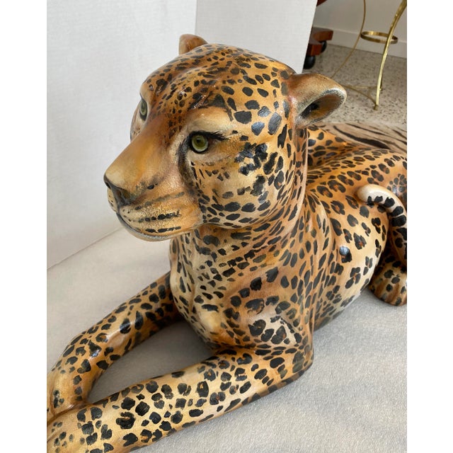 1980s Italian Leopard Figure Artisan Hand Painted | Chairish