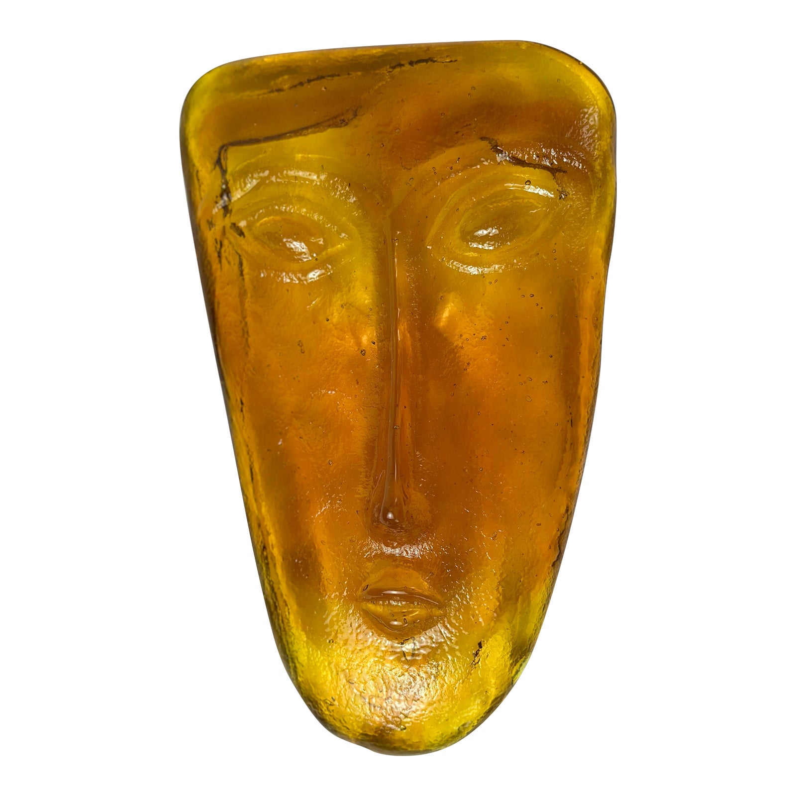 1960s Amber Glass Face Mask Sculpture Attributed to Erik Hoglund for ...