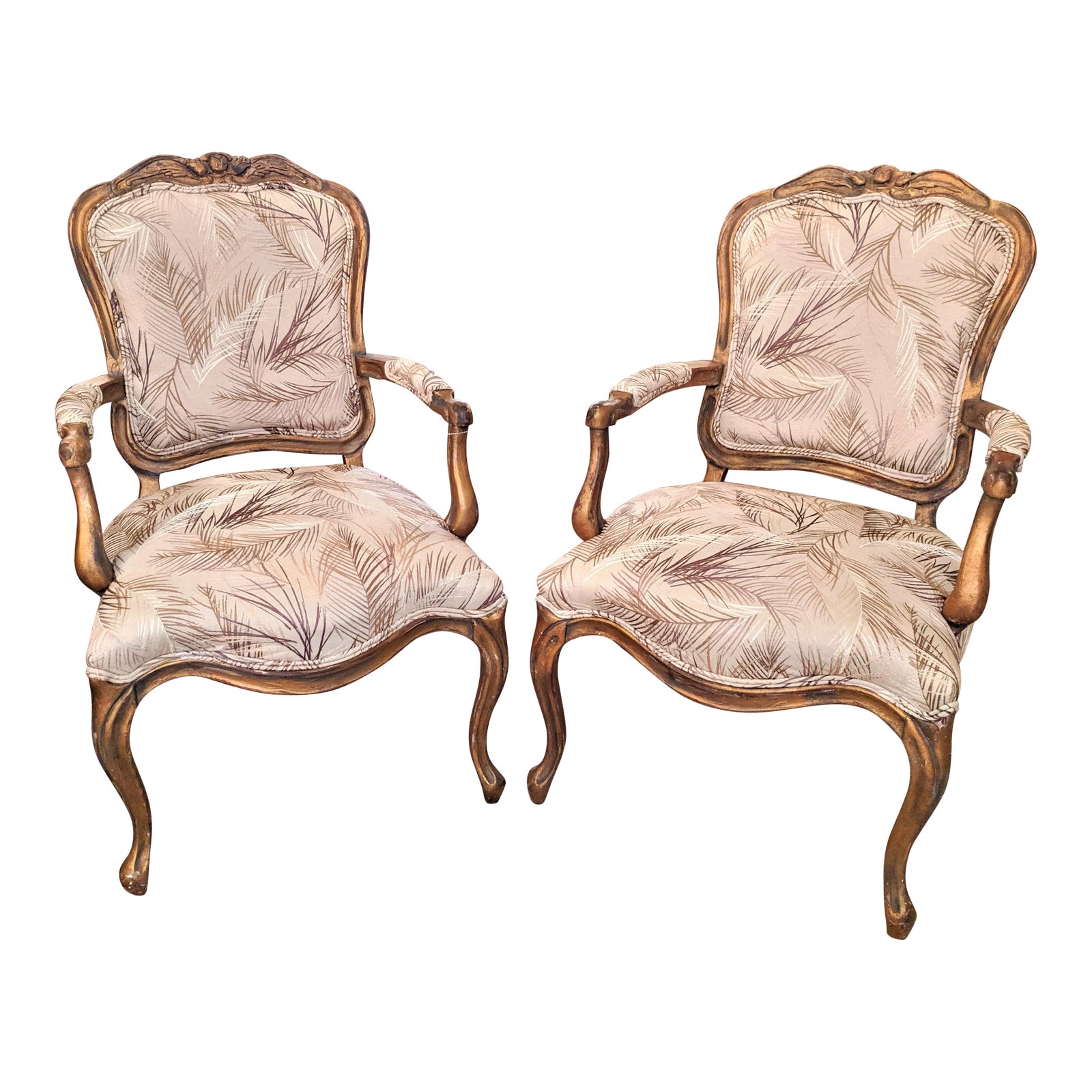 French Provincial Style Bergere Chairs- A Pair | Chairish