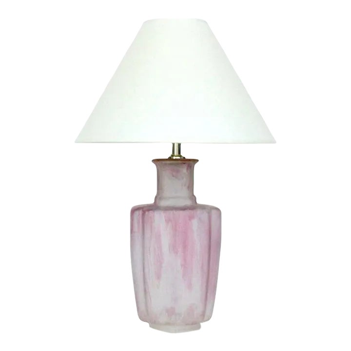 Bauer Lamp Company Mottled Frosted Pink "Clearlite" Glass Table Lamp ...