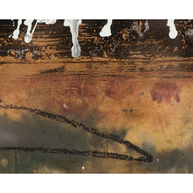 Signed 1990 “Magma Sand Script Iv” Mixed Media Painting Collage on ...