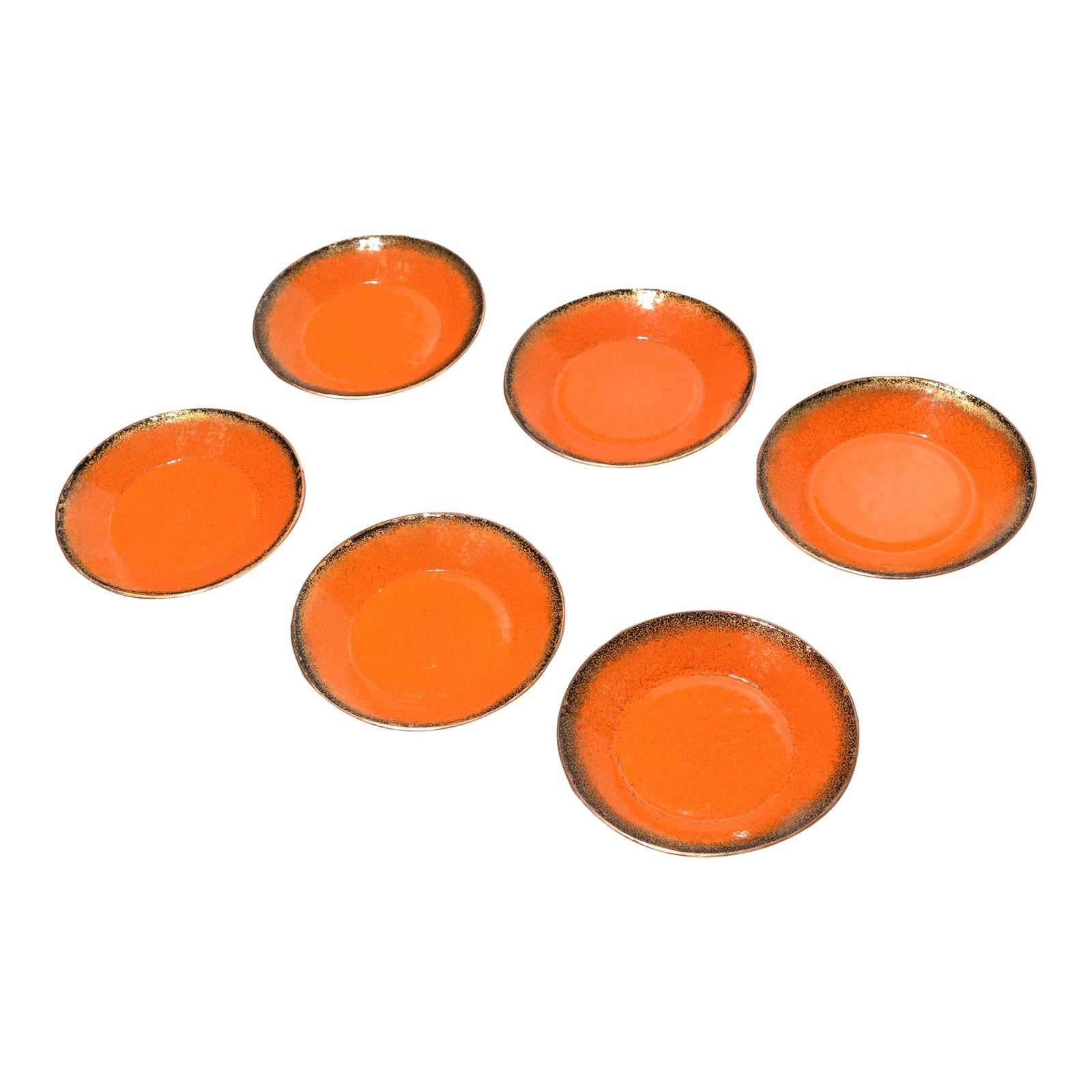 1960s Enameled Copper Plates, Germany- Set of 6 | Chairish