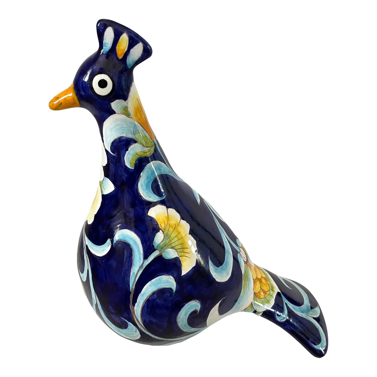 Large Italian Cottura Ceramic Blue Bird With Floral Design. Hand ...