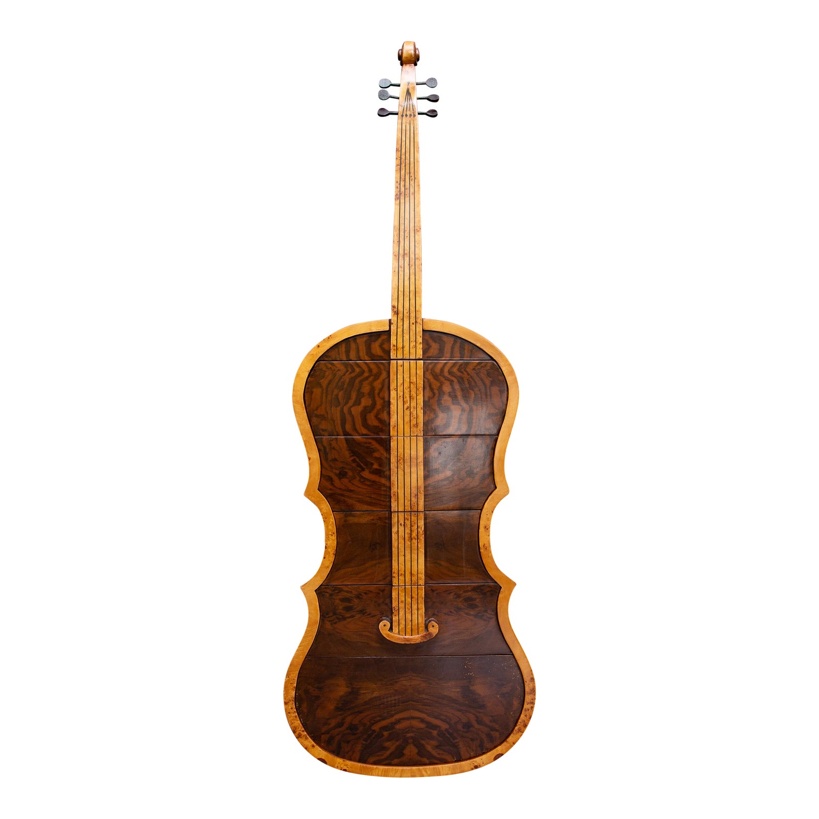 Mid 20th Century Burlwood Cello-Form Cabinet | Chairish